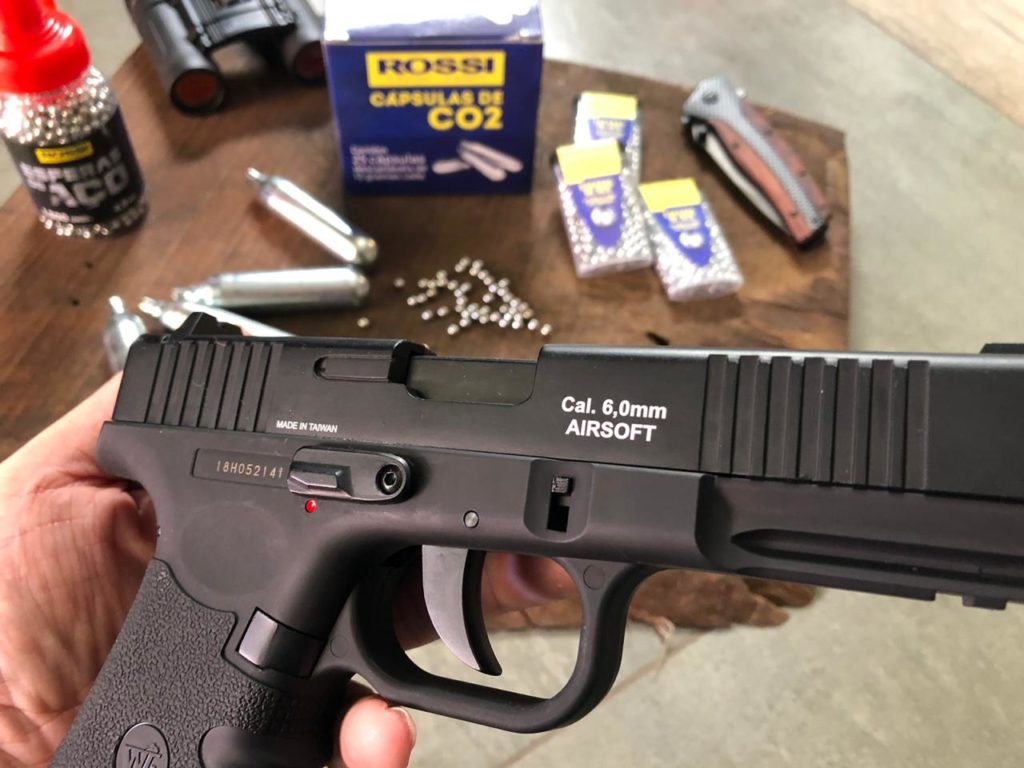 PISTOLA DE AIRSOFT A GÁS CO2 W119 SLIDE METAL COM BLOWBACK - WINGUN ...